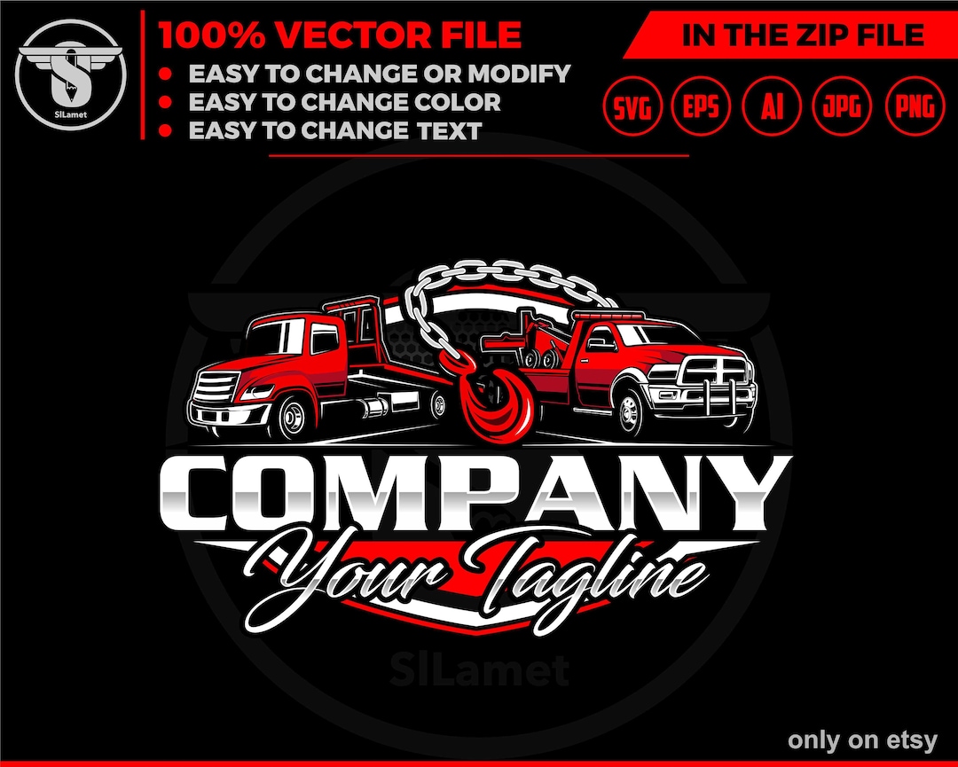 Towing Truck Logo, Towing Logo Template, Towing Chain Svg, Tow Truck 18 ...