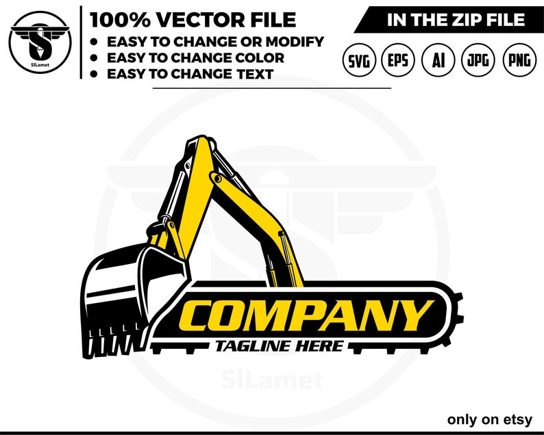 Excavator Logo Template: Construction Company SVG (digital Download ...