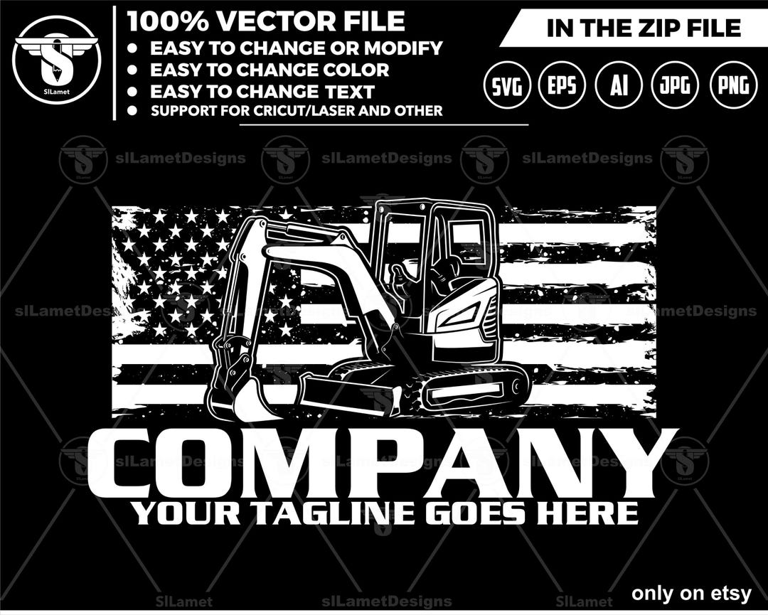 America Mini Excavator Logo Svg, Excavator, USA Mini Excavator Svg ...