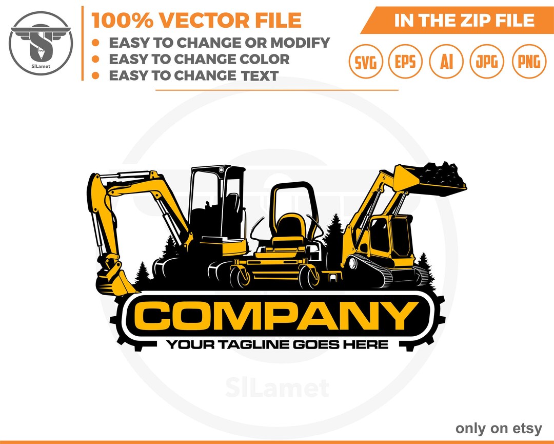Equipment Vehicles Logo - Mini Excavator, Lawn Mower, Skid Steer ...