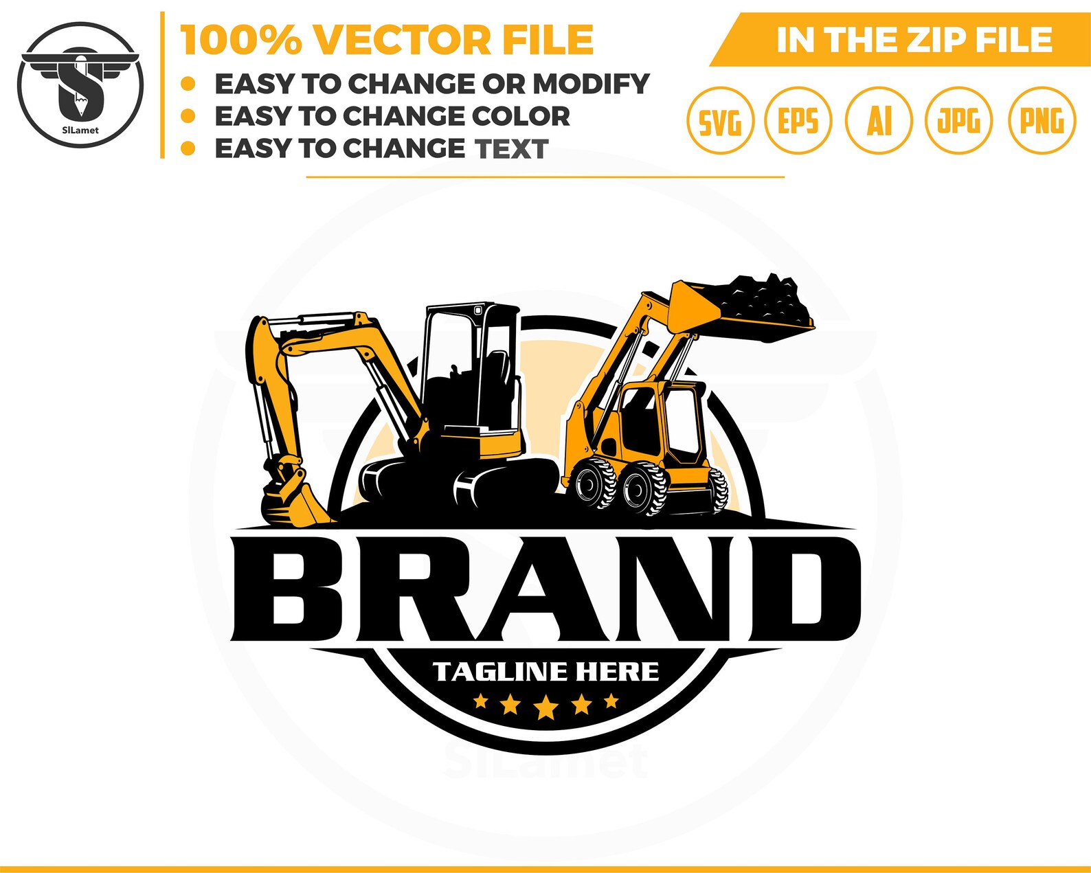 Skid Steer and Mini Excavator Logo Heavy Equipment Logo Construction ...
