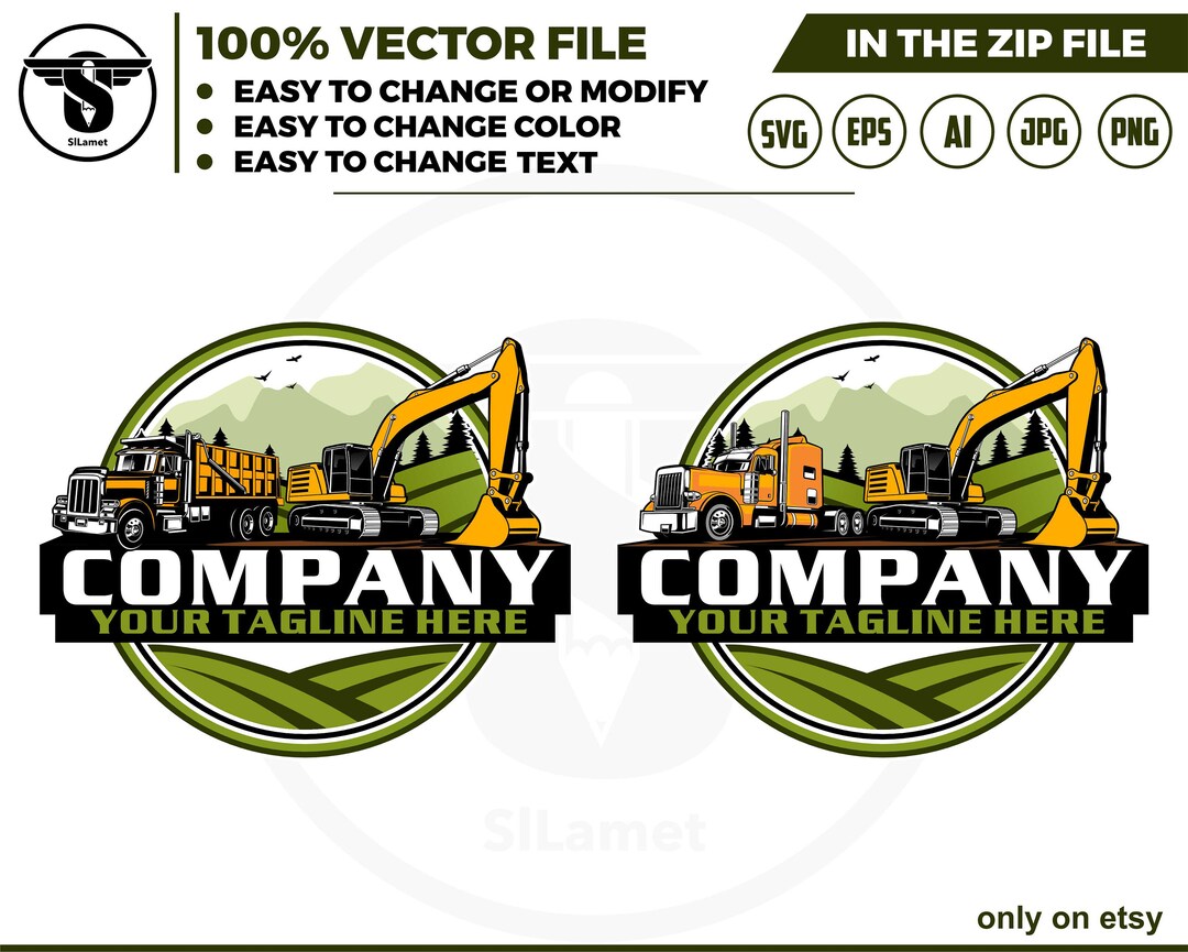 Dump Truck and Excavator Logo - Truck Trailer and Excavator Logo ...