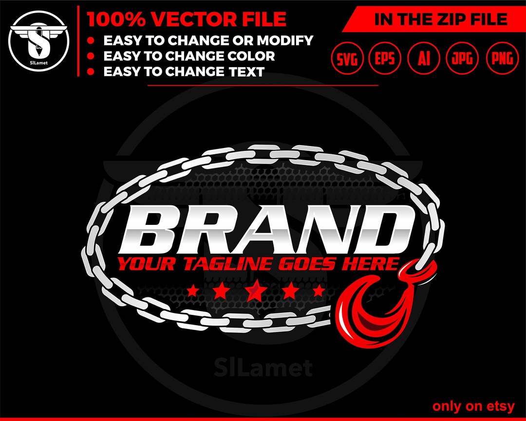 Towing Chain Logo, Towing Truck Logo, Towing Logo Template, Tow Svg ...