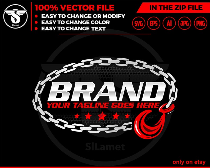 Towing Company Logo Template, Truck Chain Design (svg, Eps, Ai, Png ...