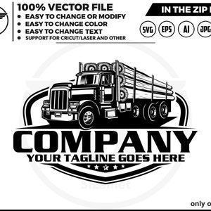 Logging Truck Logo SVG: Wood Hauling Truck for Cricut (digital Download ...