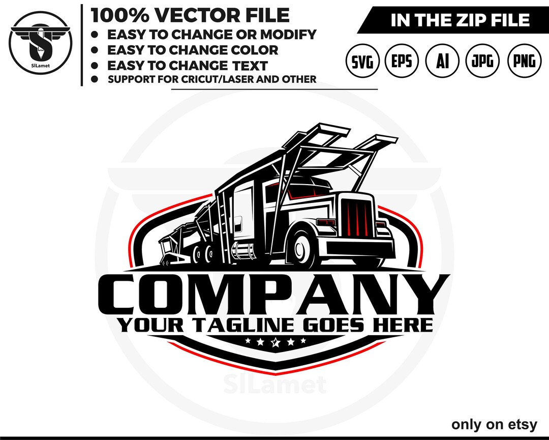 Car Carrier Logo - Car Transport Trailer Truck Logo - Delivery Truck ...