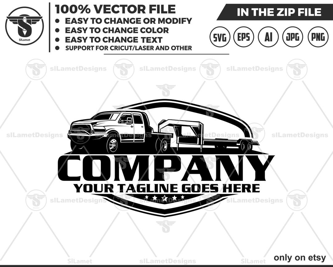 Pickup and Gooseneck Trailer Logo : Truck Towing Svg - Etsy