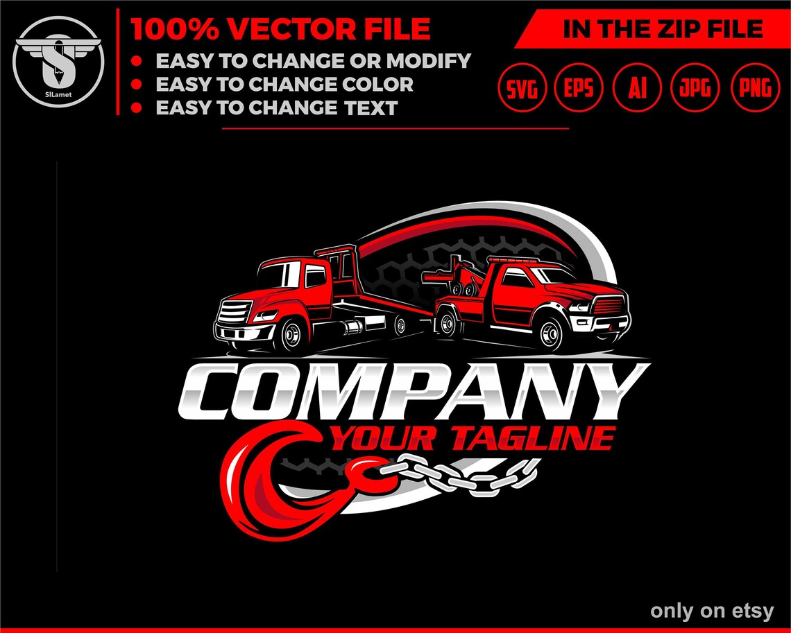 Tow Truck Logo Template: Towing Chain SVG, 18 Wheeler (digital Download ...
