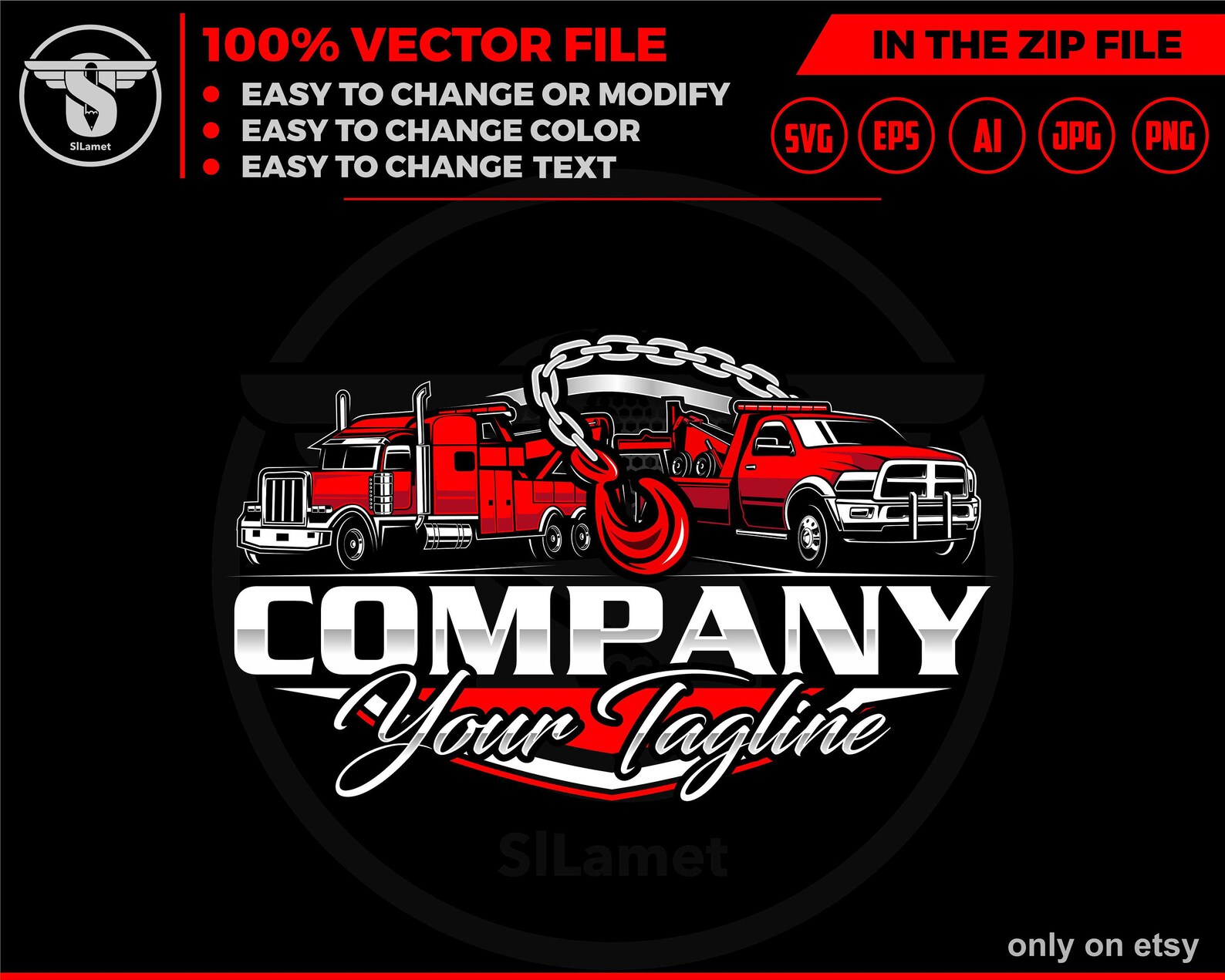 Towing Truck Logo Towing Logo Template Towing Chain Svg Tow - Etsy