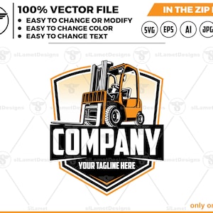 Forklift Logo Vector Design: Industrial Equipment Graphic (digital ...