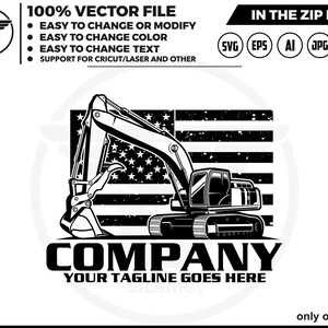 America Excavator Logo - Deere Excavator Logo - Digging Logo - Earth ...