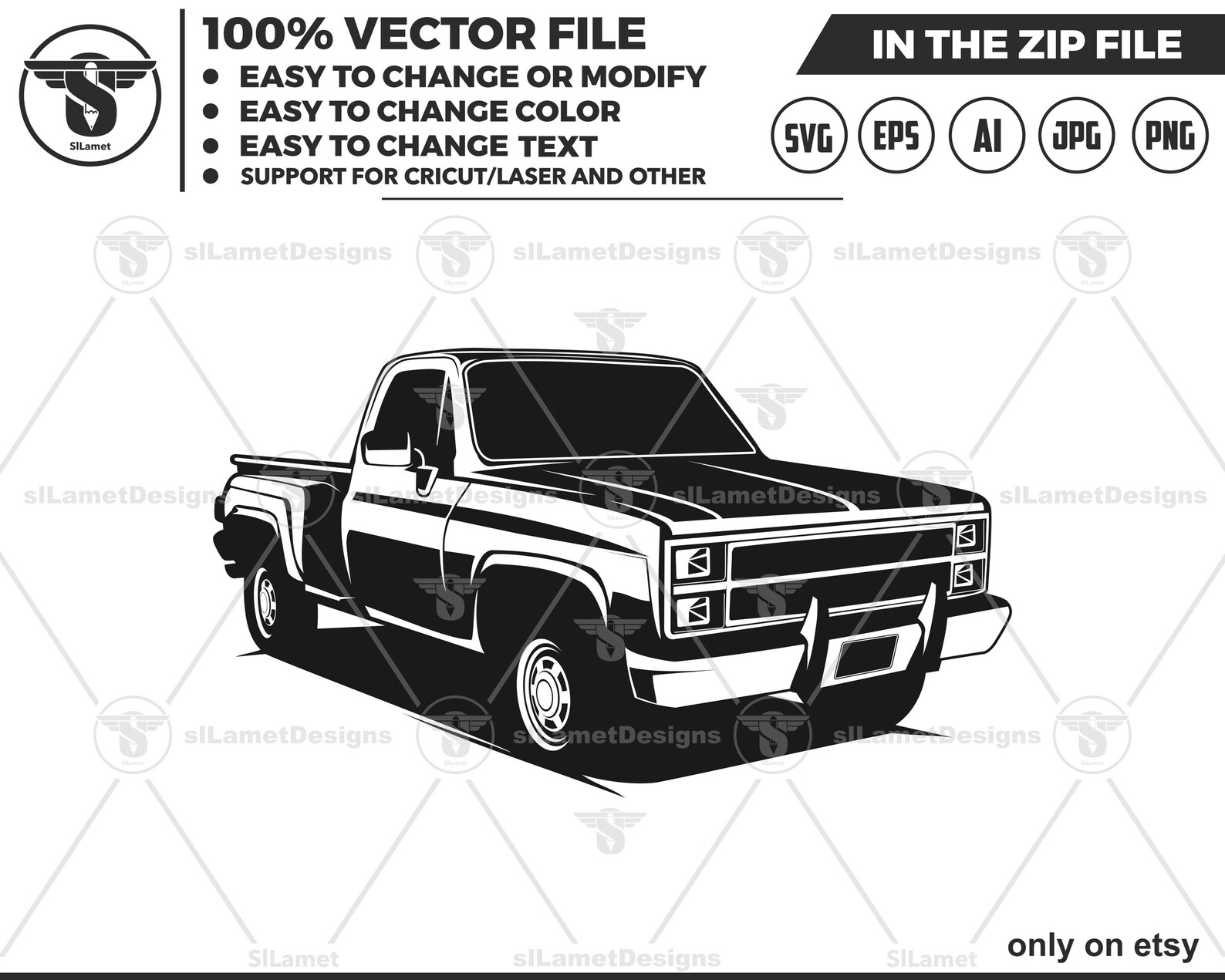 Vector de camioneta GMC, SVG de vehículo comercial para Cricut ...