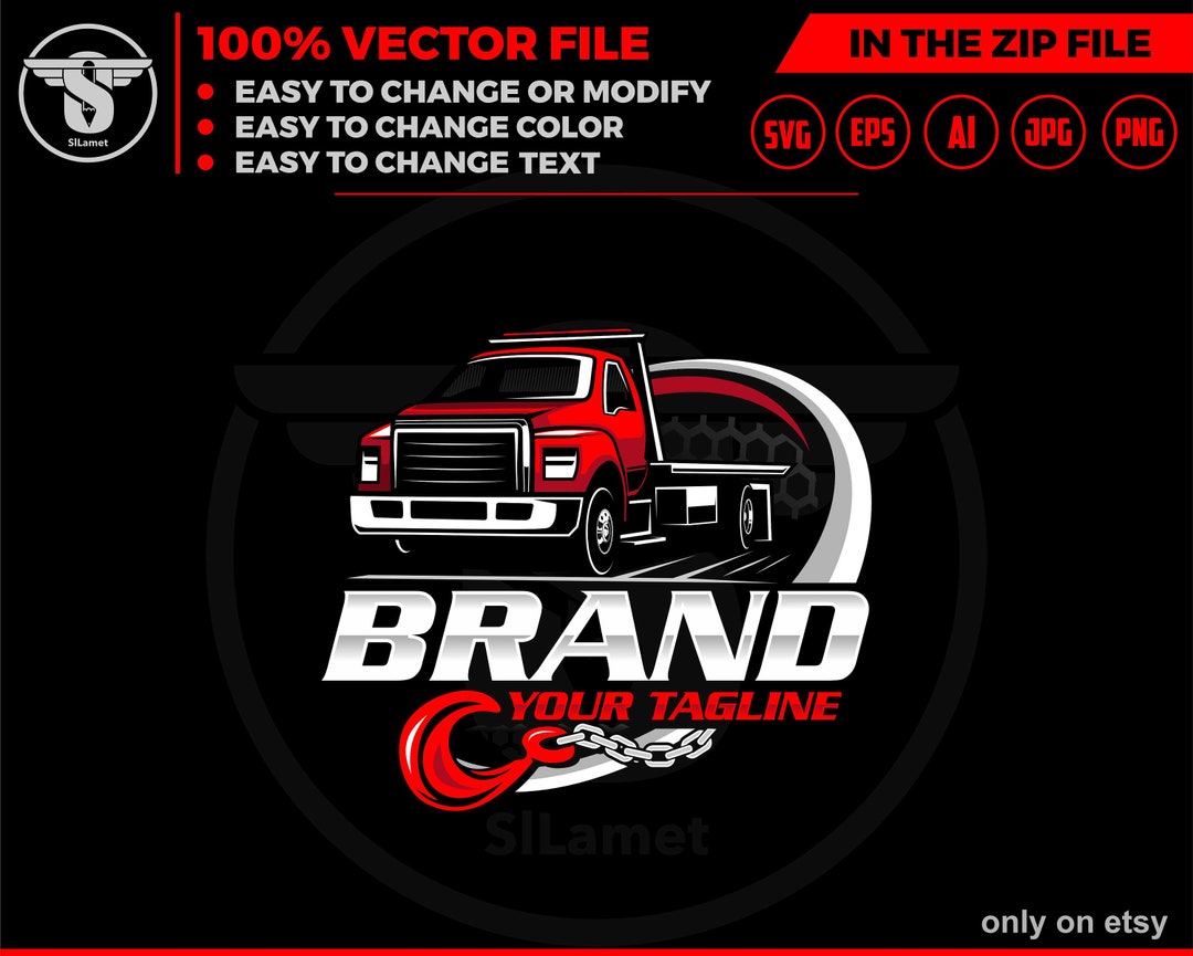 Flat Bed Tow Truck Logo - Flat Bed Towing - Towing Truck Logo - Towing ...