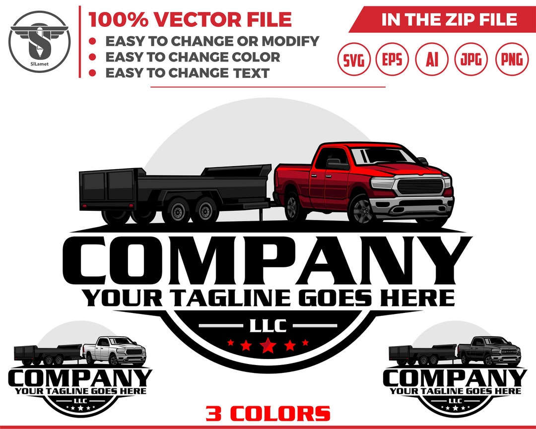 Truck and Trailer Logo: Towing Company SVG, PNG, JPG (digital Download ...