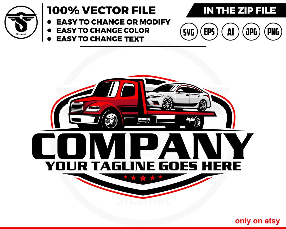 Tow Truck Logo Template: Flatbed Towing Chain SVG (digital Download) - Etsy