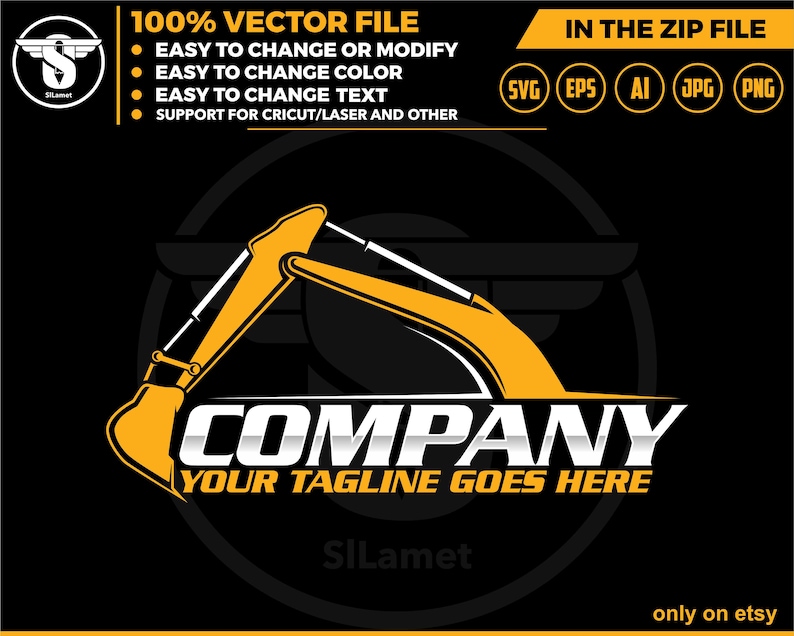Excavator Logo Template: Construction Digger SVG (digital Download) - Etsy