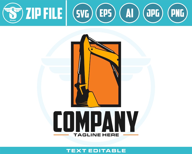 Excavator Logo SVG: Construction Equipment Graphic (digital Download ...
