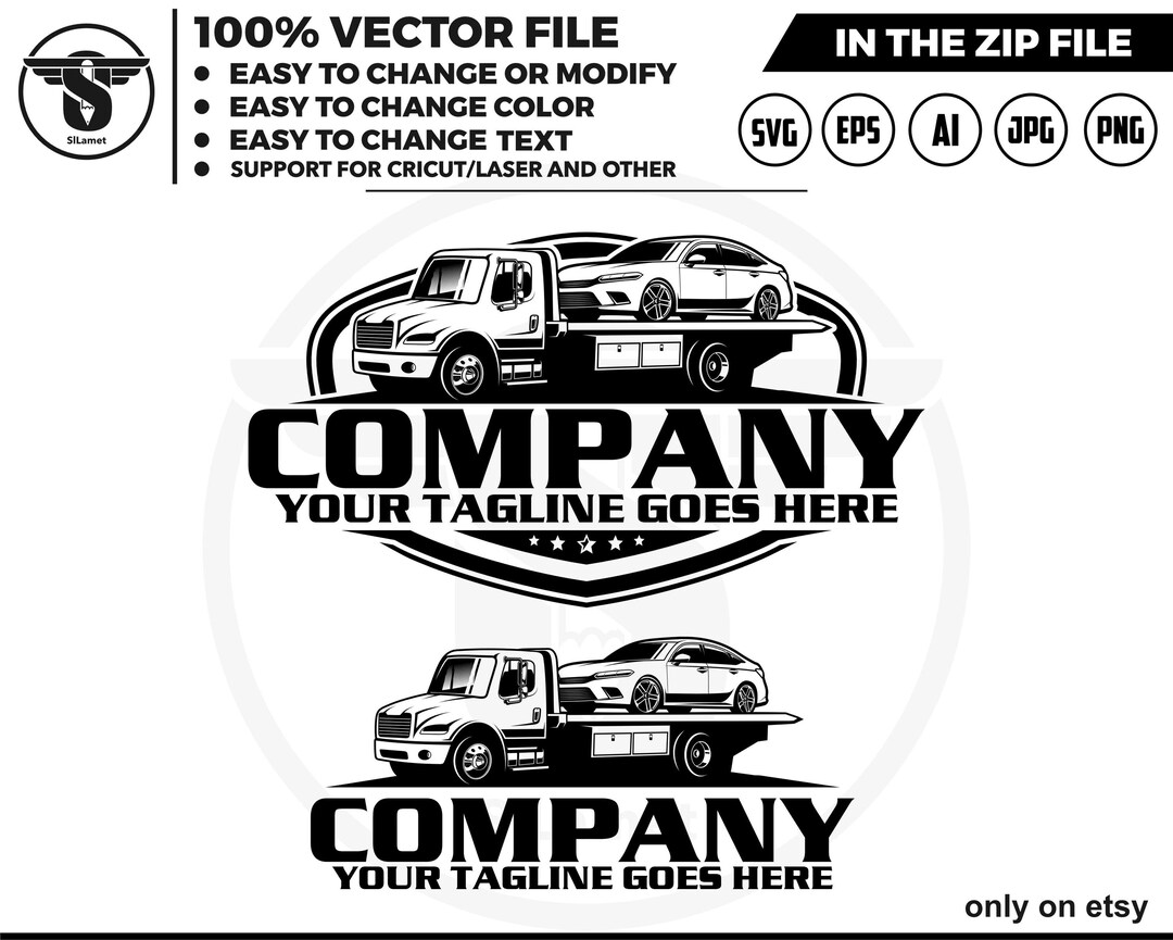 Tow Truck Logo Template: Flatbed Towing Chain SVG (digital Download) - Etsy