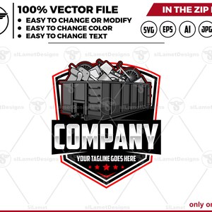 Dumpster Roll off Bin Logo Design – Waste Removal Graphics (digital ...