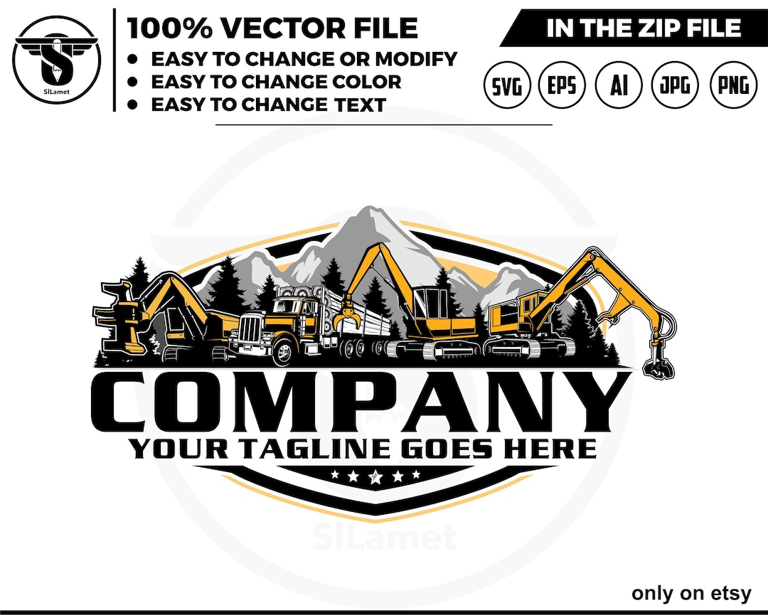 Logging Equipment Logo - Heavy Logging Equipment Logo - Logging Machines Logo - Etsy