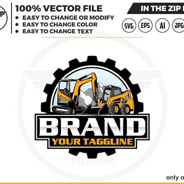Skid Steer Excavator Logo - Etsy