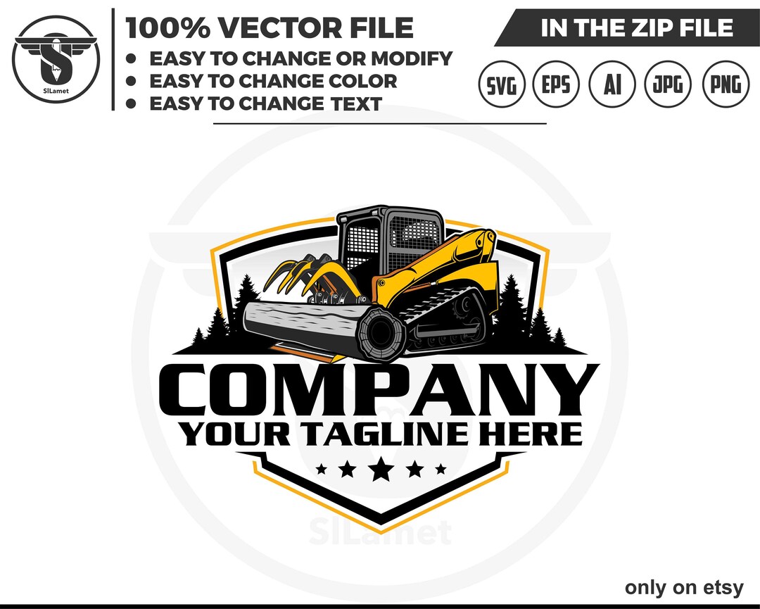 Skid Steer Grapple Logo SVG: Tree Removal Vector Graphics (digital ...