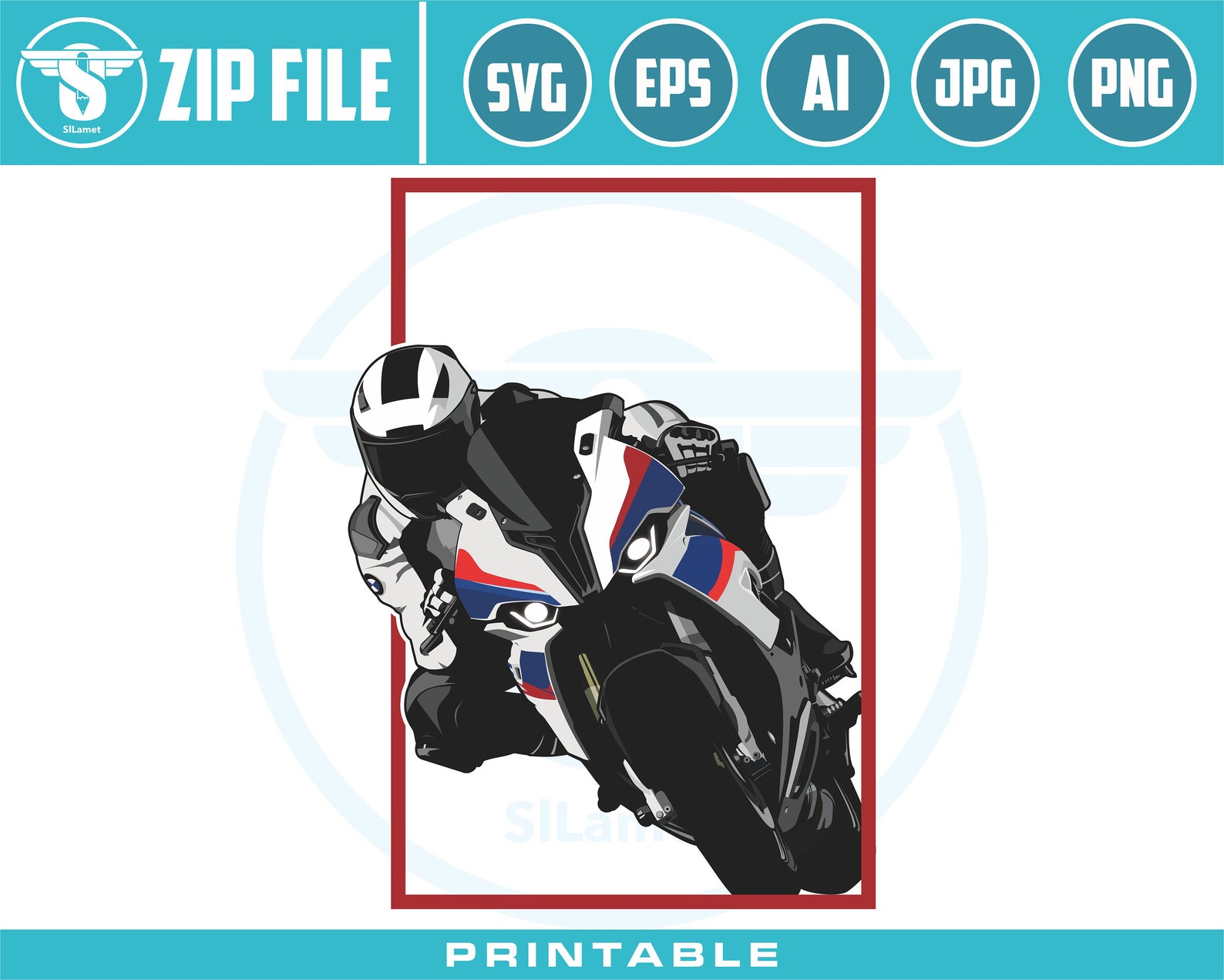 Riding Motorbike BMW S1000RR SVG, Racing Motorbike, Illustration ...