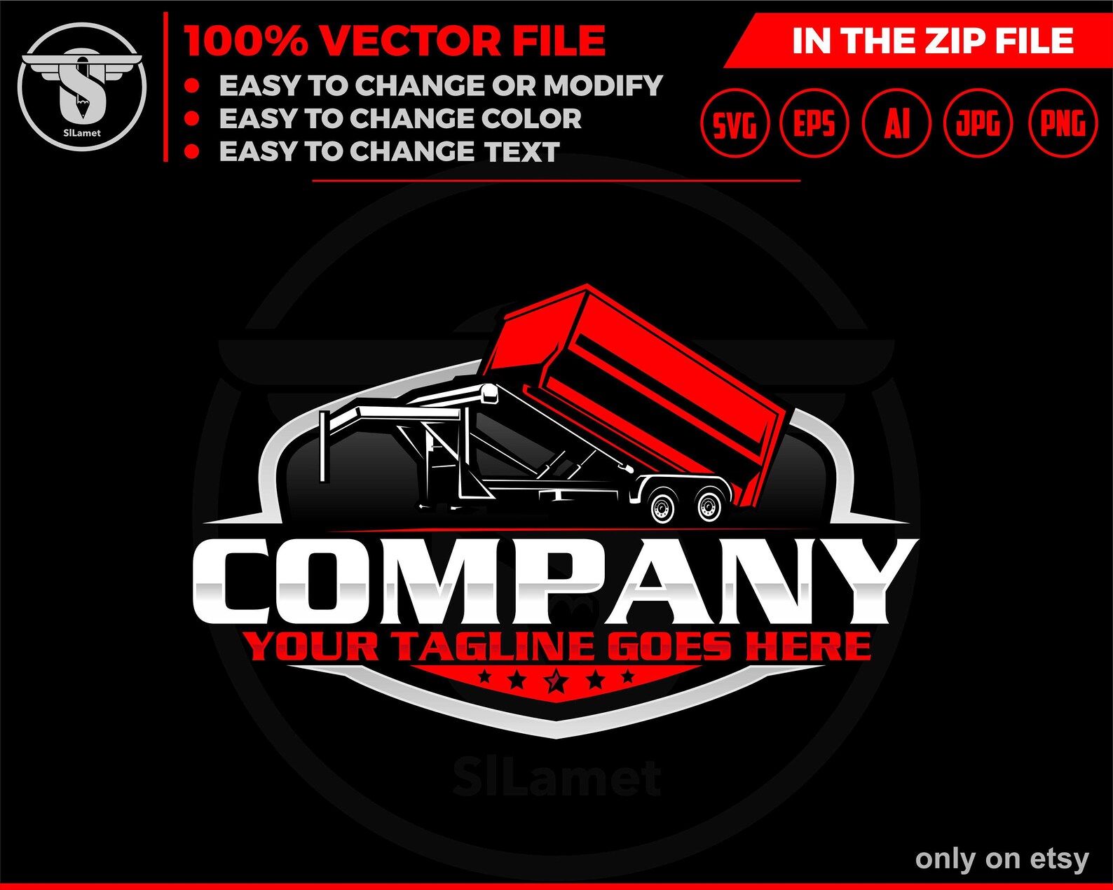Gooseneck Dump Trailer Logo: American Truck Design (digital Download ...