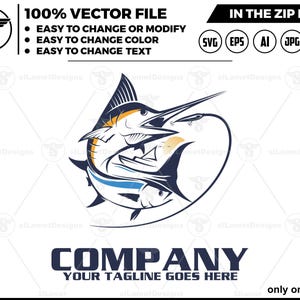 Fishing Logo, Marlin and Sailfish Fishing Logo, Tuna Fishing Logo ...