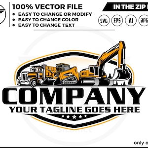 Dump Truck, Skid Steer and Excavator Logo - Equipment Vehicles Logo ...