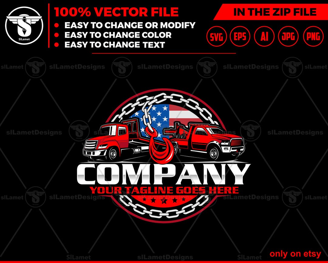 American Towing Truck Logo, Towing Logo, Towing Chain Svg, Tow Truck 18 ...