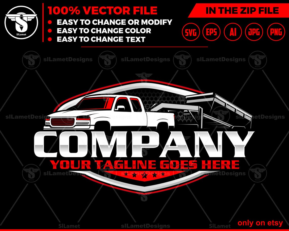 Truck & Gooseneck Trailer Logo : Hauling Equipment Branding Vector (SVG ...