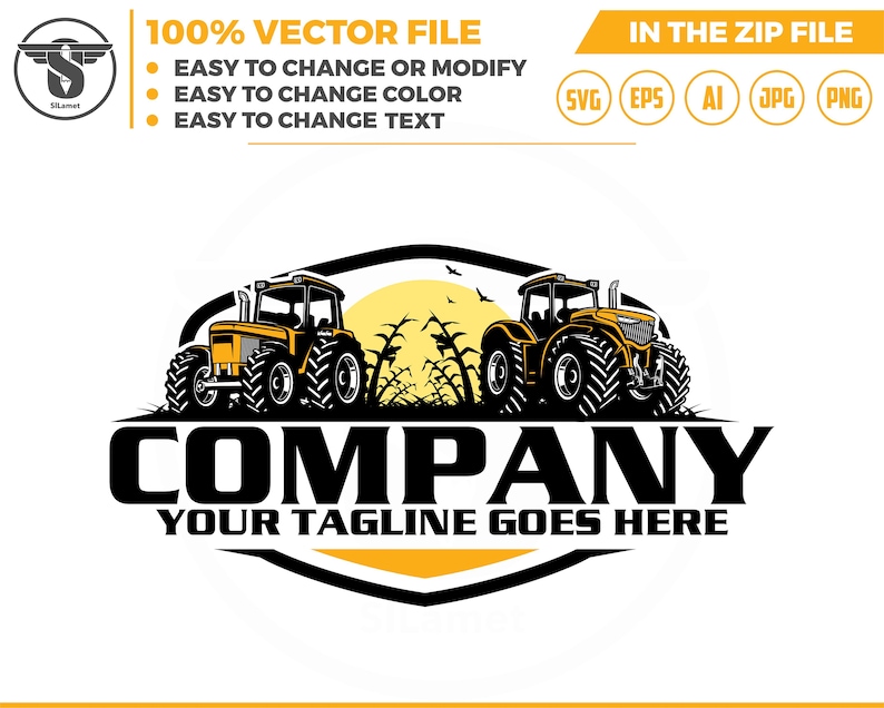 Tractor Farm Logo Template - Farm Logo- Tractor Logo - Farming Tractor ...