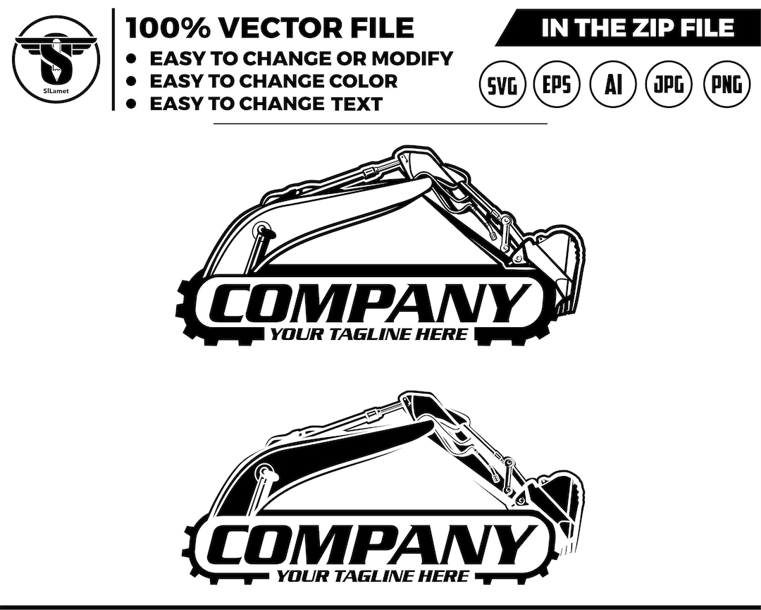 Excavator Silhouette Logo Template - Bucket Excavator LOGO ...