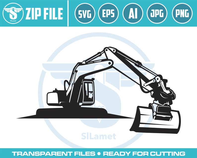 Excavator Svg Excavator Silhouette Digger Svg Construction - Etsy