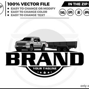Dump Trailer Logo SVG: Pickup Truck Towing Company Design (digital ...