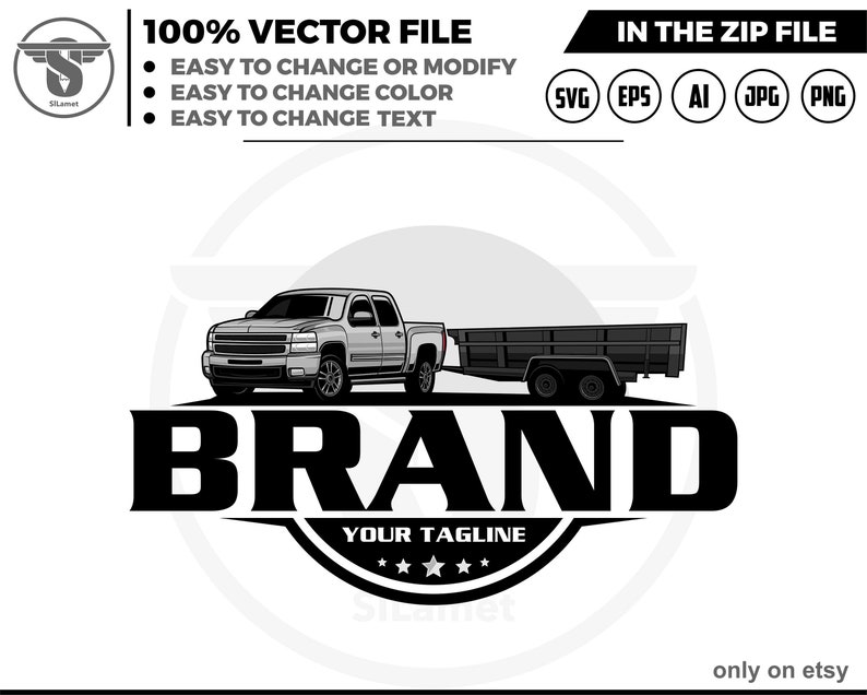 Dump Trailer Logo SVG: Pickup Truck Towing Company Design (digital ...