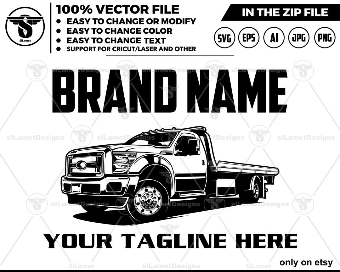 Flatbed Pickup Svg - Pickup Towing Svg - Tow Truck Svg - Tow Truck for ...