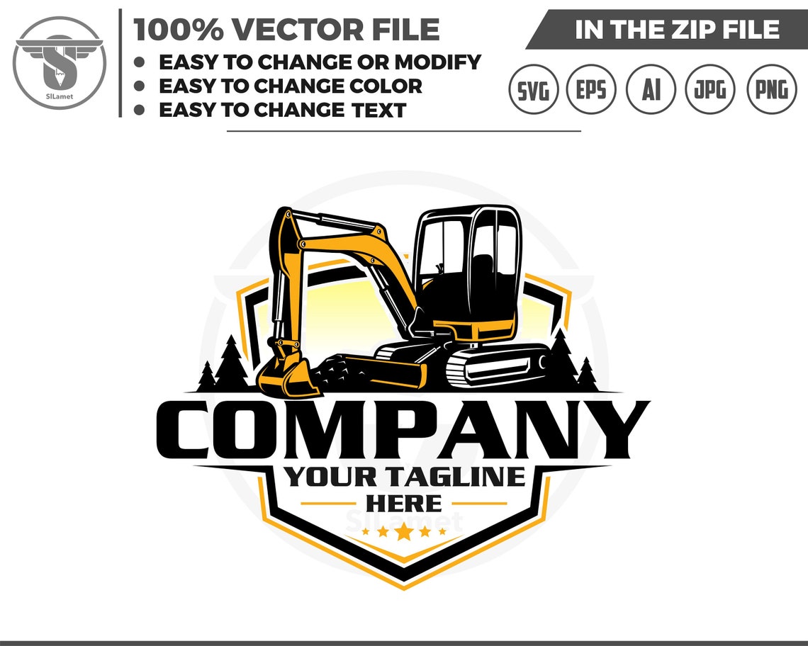Mini Excavator Logo Svg, Skid Steer Bulldozer Logo, Skid Steer SVG ...