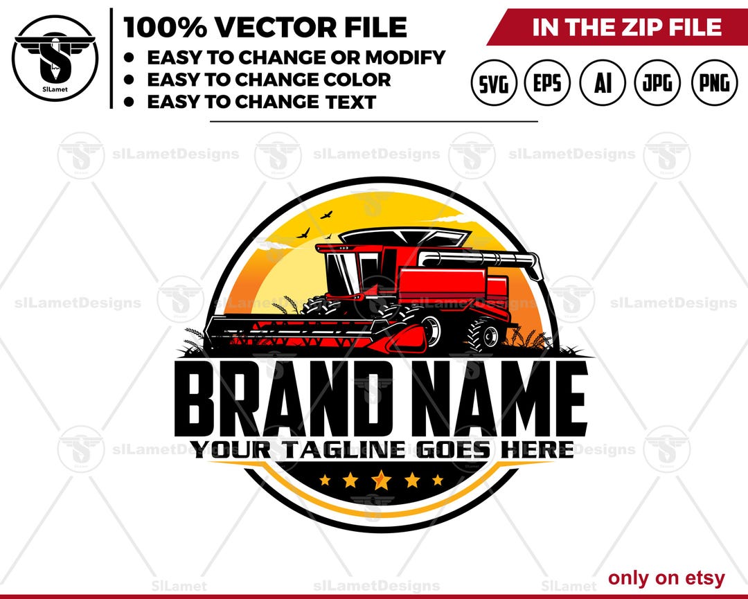 Combine Harvester Logo - Farming Equipment Logo - Agricultural Machine ...