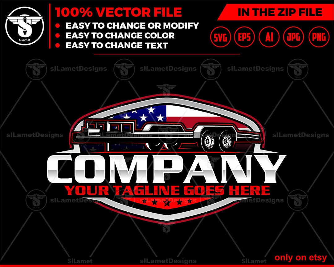 America Flatbed Trailer Logo, Flat Bed Trailer Rental Logo, Trailer Rental Logo , Towing Trailer ...