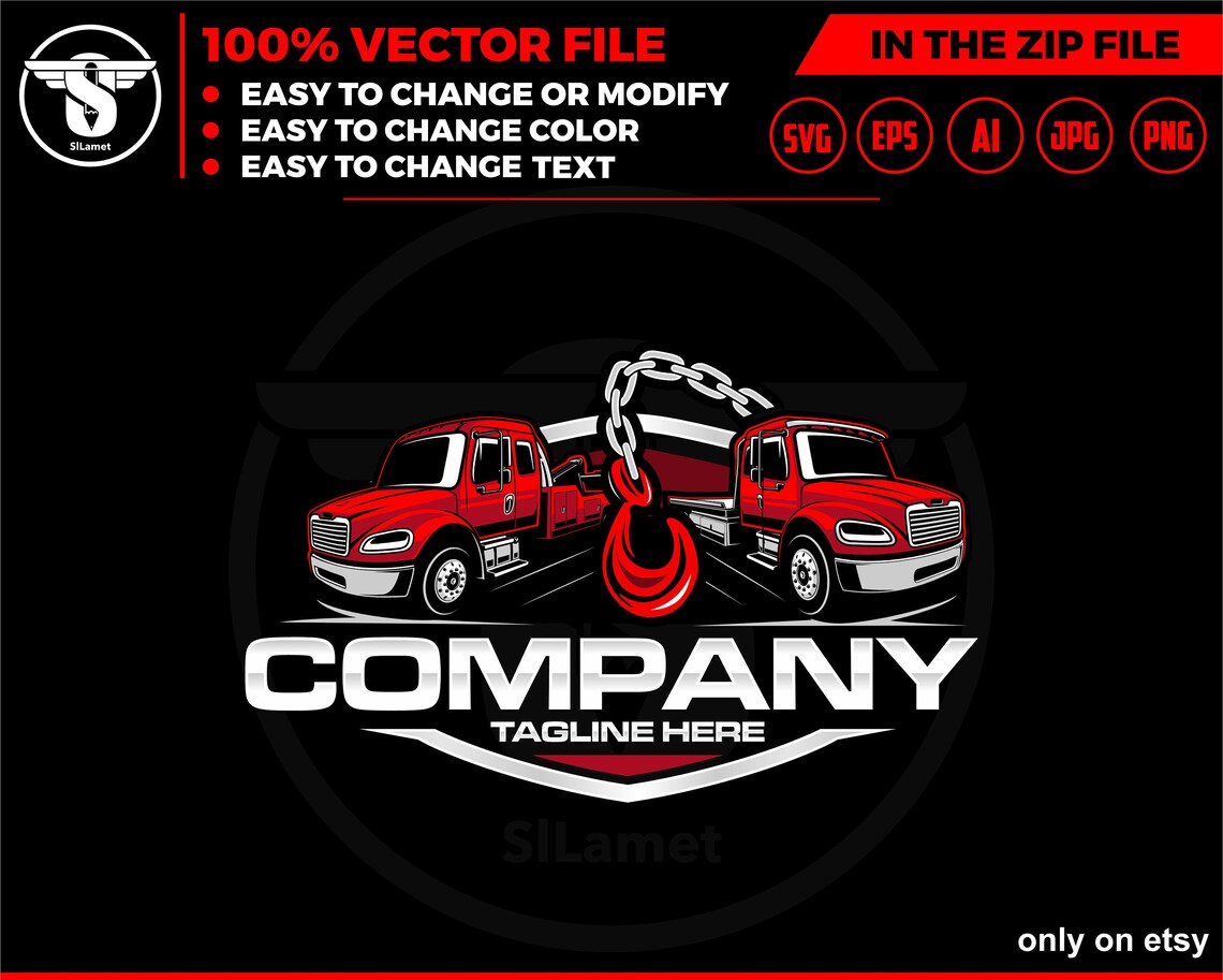 Tow Truck Logo Template: Towing Chain SVG, PNG, JPG (digital Download ...