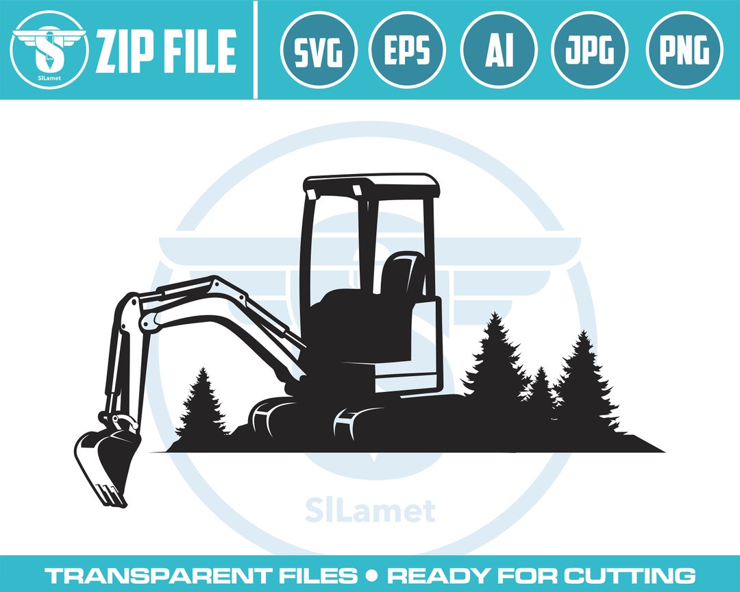 Skid Steer Excavator, Mini Excavator, Excavator Svg, Excavator ...