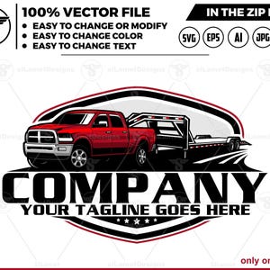 Pickup Truck & Gooseneck Trailer Logo: Towing Company Design (digital ...
