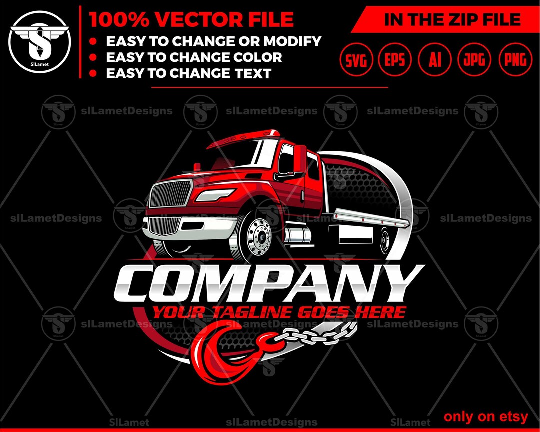 Flatbed Towing Truck Logo Template (digital Download) - Etsy