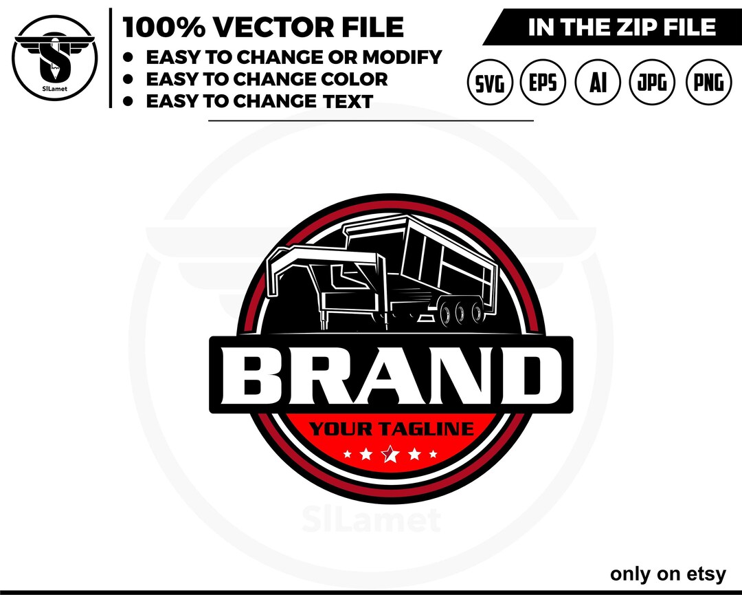 Dump Trailer Triple Axle Logo - Gooseneck Dump Trailer Logo, Silhouette ...