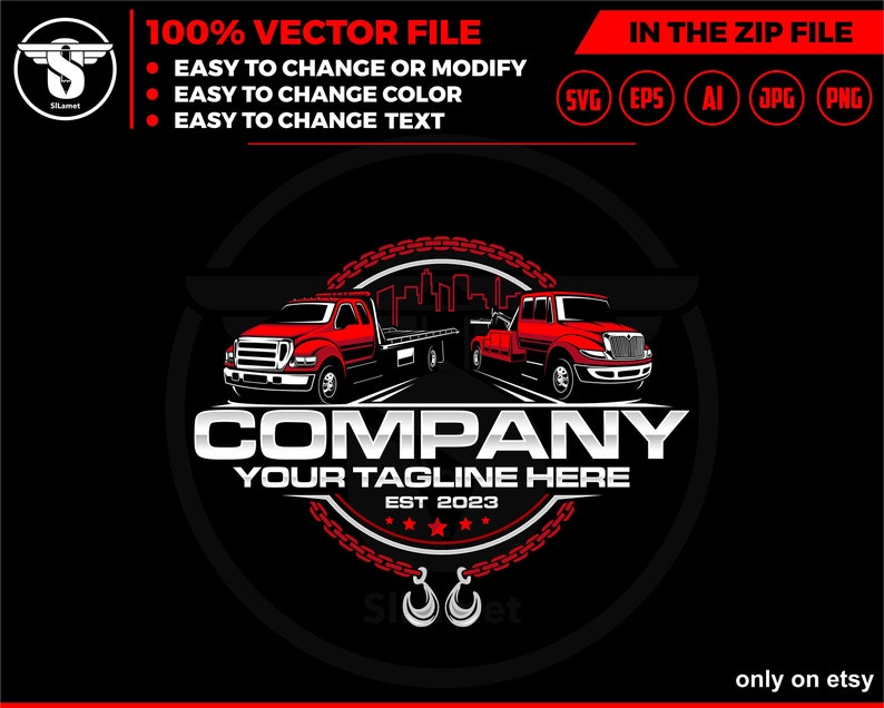 Towing Truck Logo Towing Logo Template Towing Chain Svg Tow - Etsy