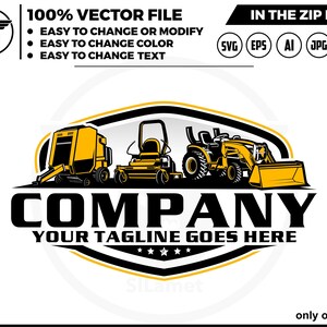Round Hay Baler, Tractor Loader and Zero Turn Mowers Logo ...