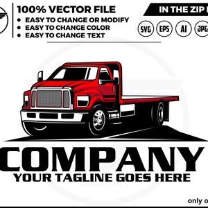 Flat Bed Tow Truck Logo - Flat Bed Towing - Towing Truck Logo - Towing ...