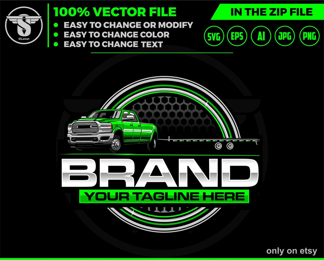 Pickup Truck & Trailer Logo: Heavy Duty Vector Graphics (digital ...
